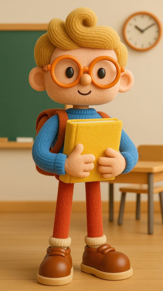 Cute cartoon student illustration | Free Photo Illustration - rawpixel