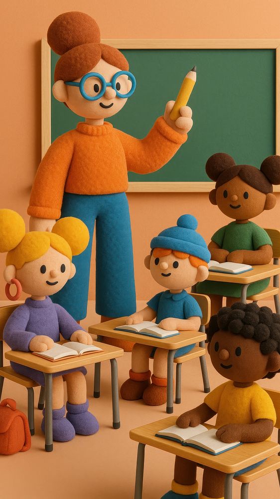 Colorful classroom learning scene | Free Photo Illustration - rawpixel