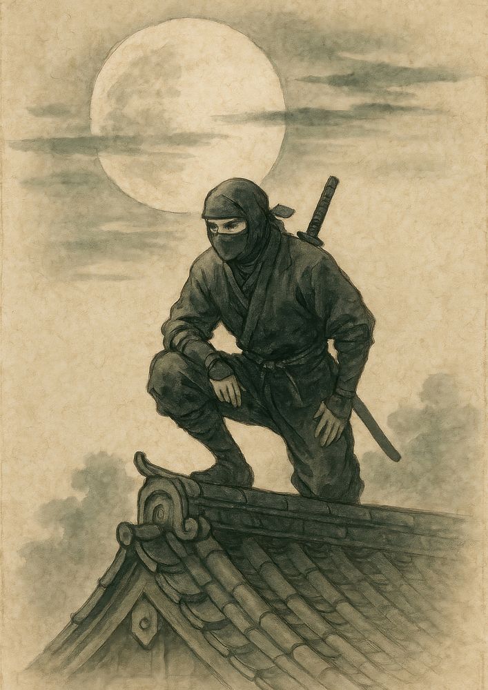 Stealthy ninja under moonlight | Free Photo Illustration - rawpixel