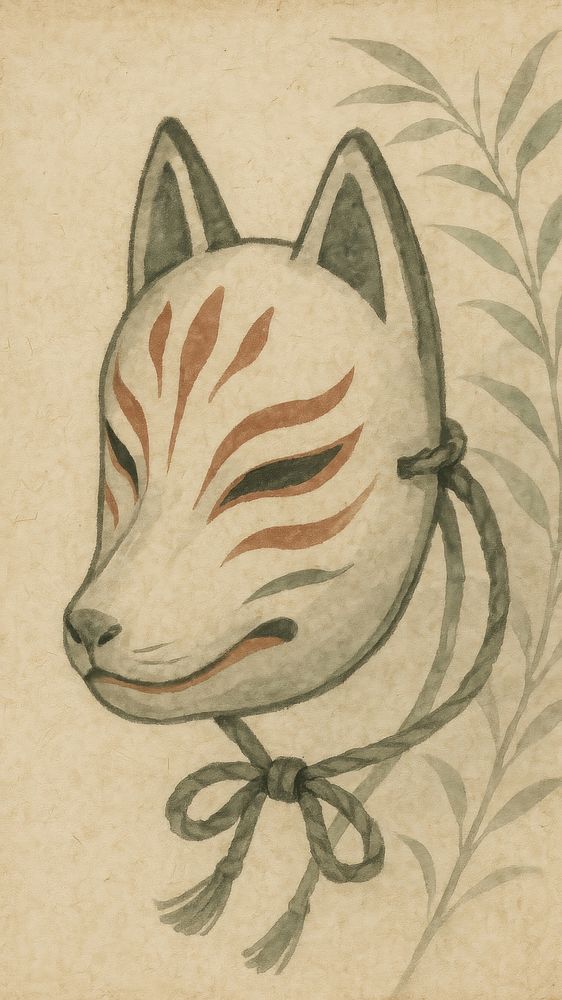 Traditional Japanese fox mask art | Free Photo Illustration - rawpixel