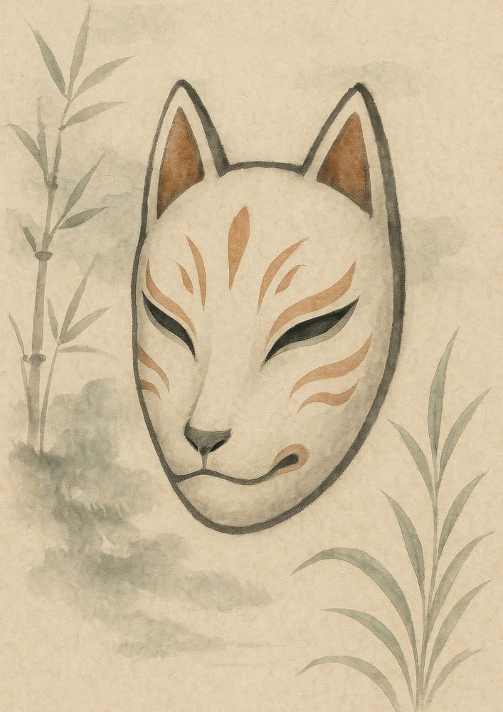 Traditional Japanese fox mask illustration | Free Photo Illustration ...