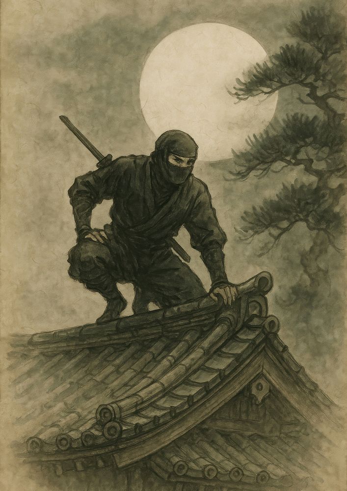Stealthy ninja under moonlight | Free Photo Illustration - rawpixel