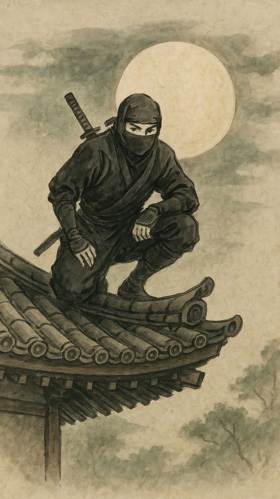 Stealthy ninja on rooftop | Premium Photo Illustration - rawpixel