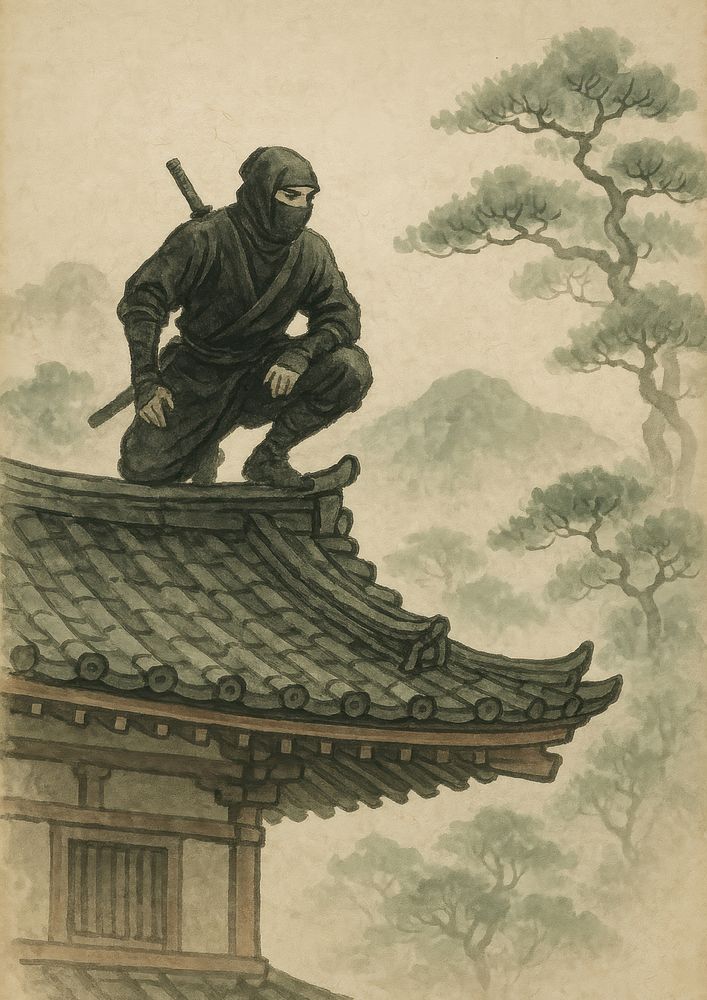 Stealthy ninja on rooftop | Free Photo Illustration - rawpixel