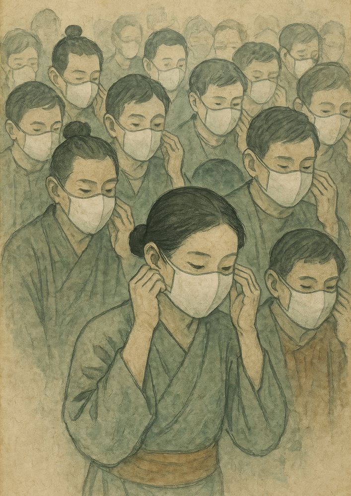 Masked crowd traditional attire gathering | Free Photo Illustration ...