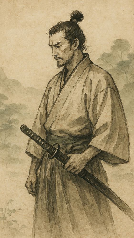 Stoic samurai with katana | Free Photo Illustration - rawpixel