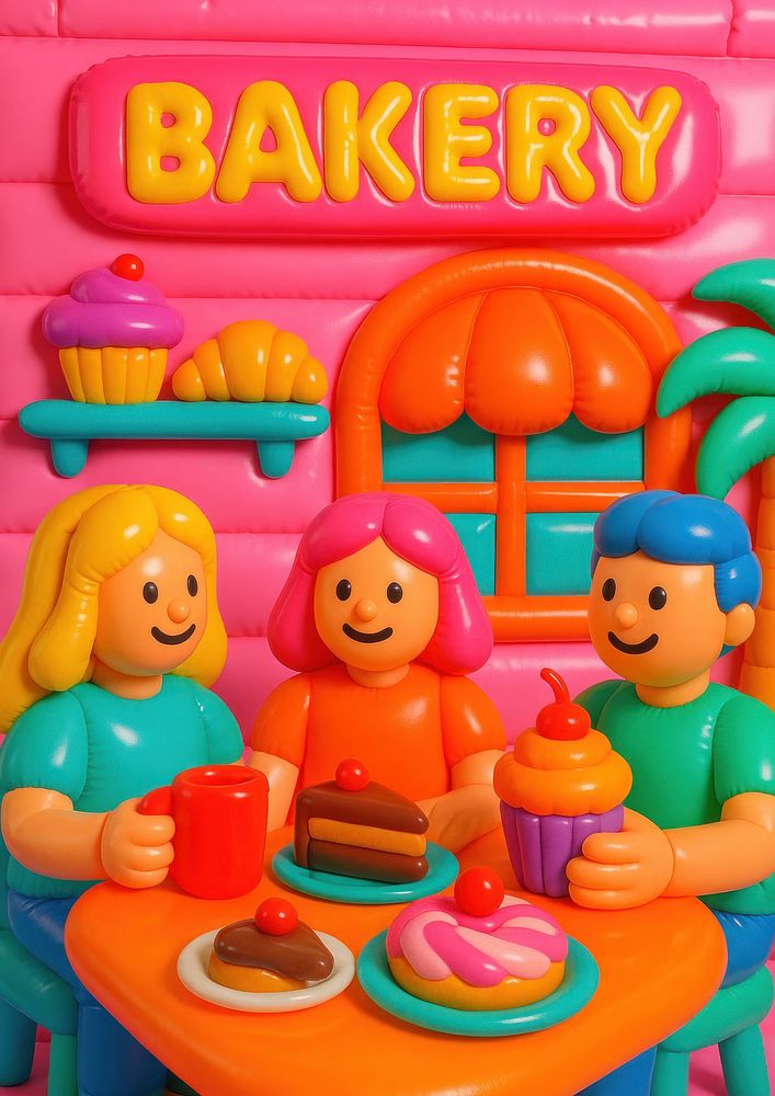 Colorful bakery scene illustration | Free Photo Illustration - rawpixel