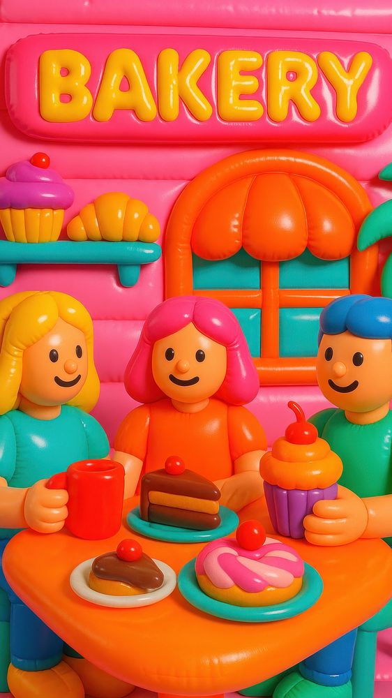 Colorful bakery scene illustration | Free Photo Illustration - rawpixel