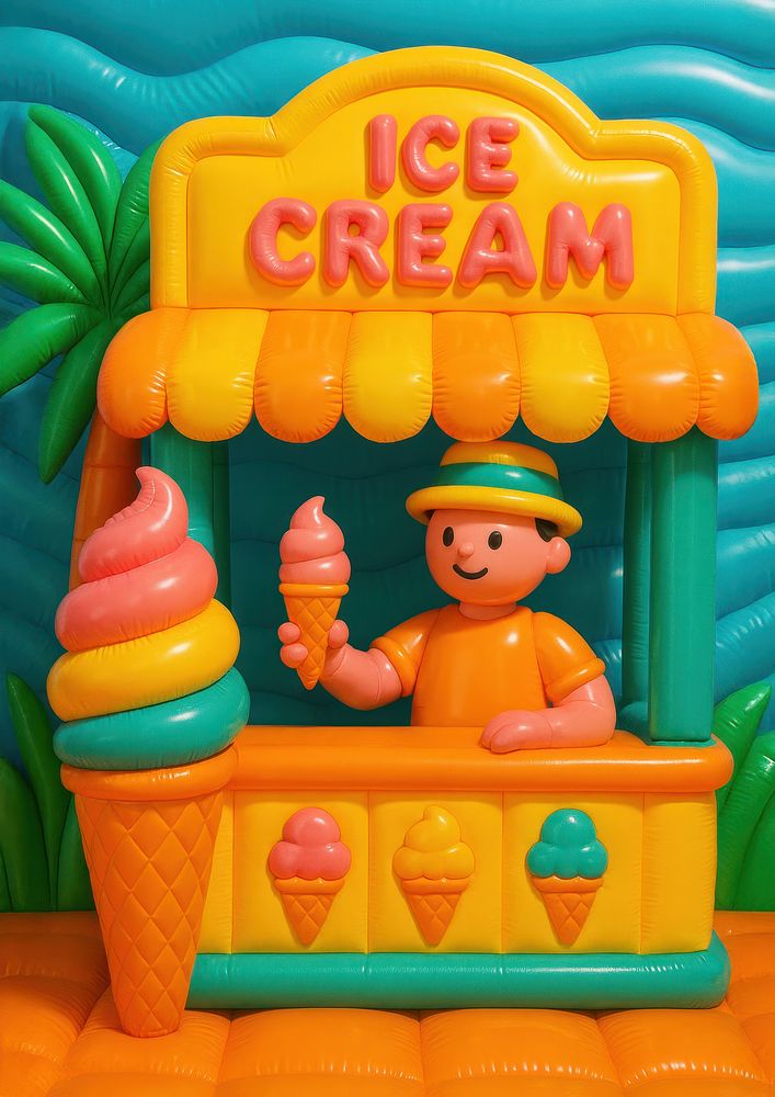 Colorful inflatable ice cream stand | Free Photo Illustration - rawpixel