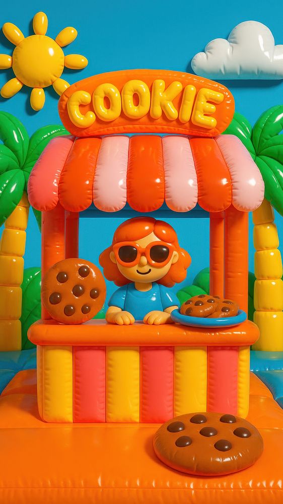 Colorful inflatable cookie stand | Free Photo Illustration - rawpixel