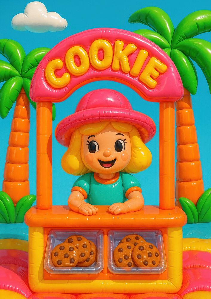 Colorful inflatable cookie stand | Free Photo Illustration - rawpixel