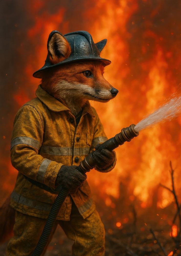 Fox firefighter battling blaze | Free Photo - rawpixel