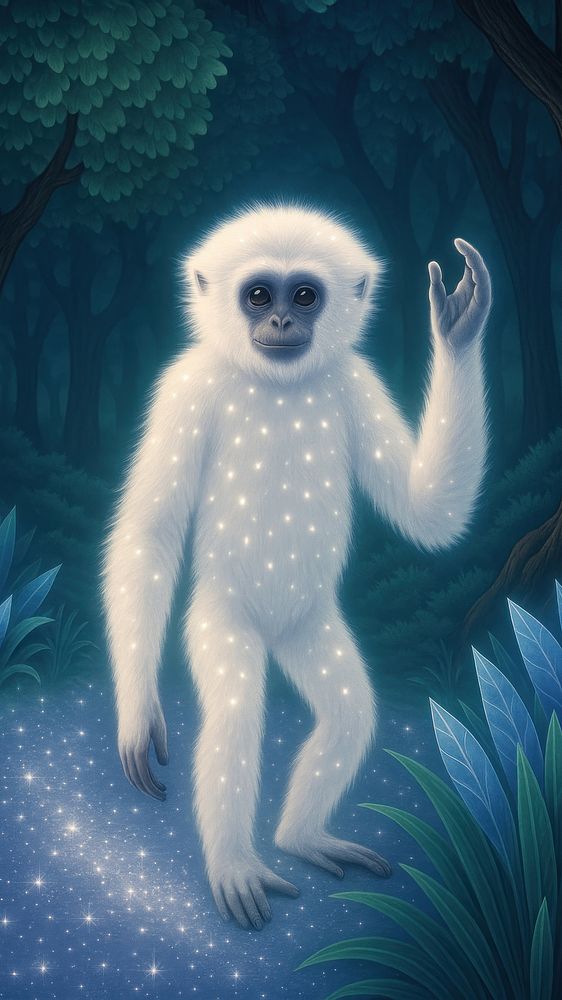 Mystical glowing monkey forest | Free Photo Illustration - rawpixel