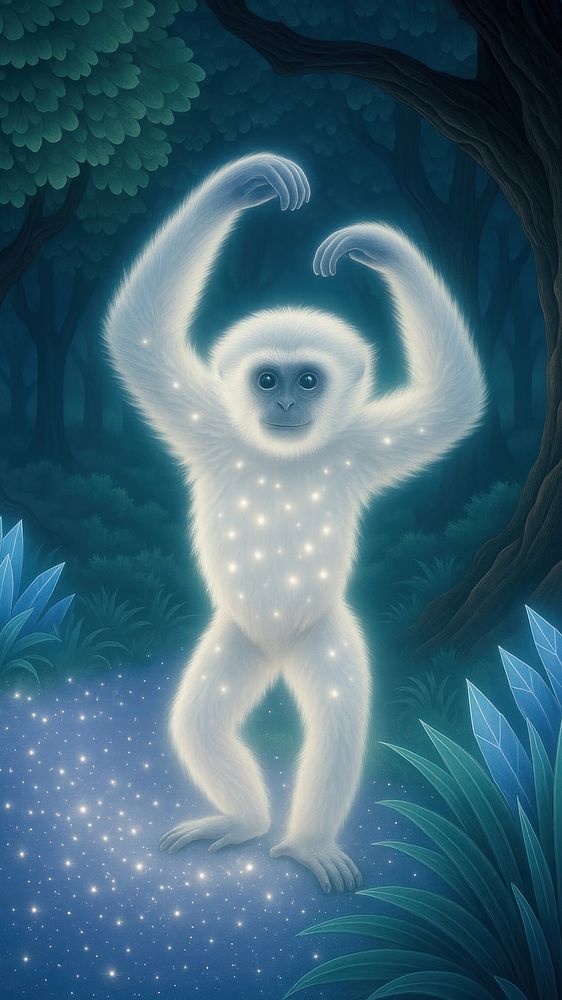 Mystical glowing monkey forest | Free Photo Illustration - rawpixel