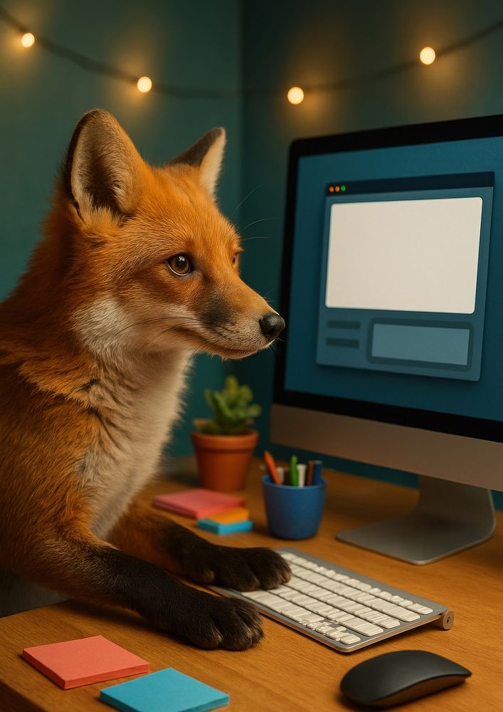 Fox using computer creatively | Free Photo - rawpixel