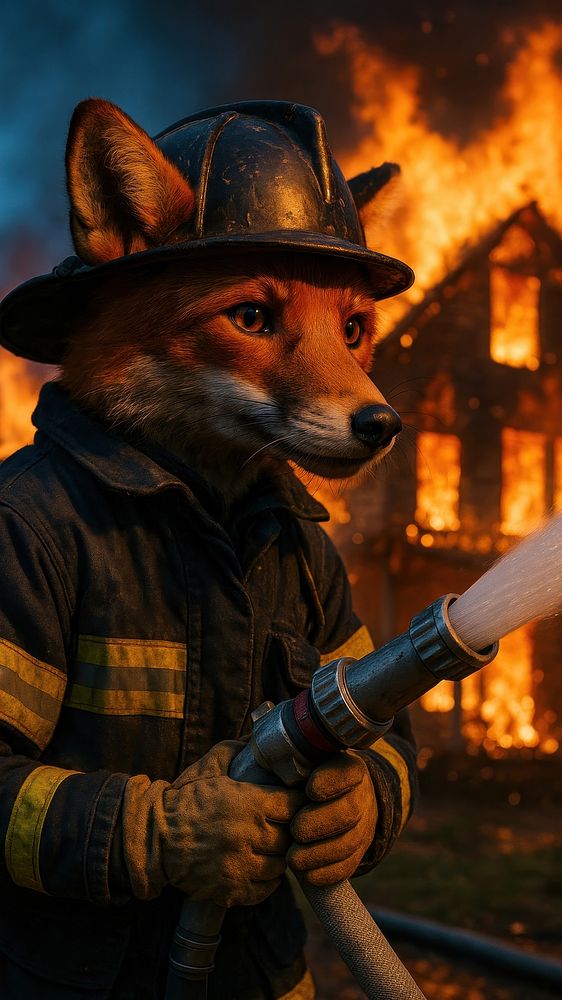 Anthropomorphic fox firefighter hero | Free Photo - rawpixel