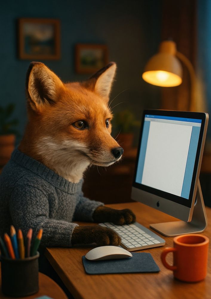 Fox using computer creatively | Free Photo - rawpixel