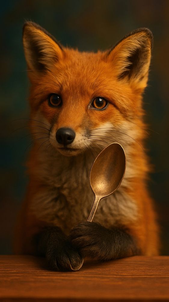 Fox holding vintage spoon | Free Photo - rawpixel
