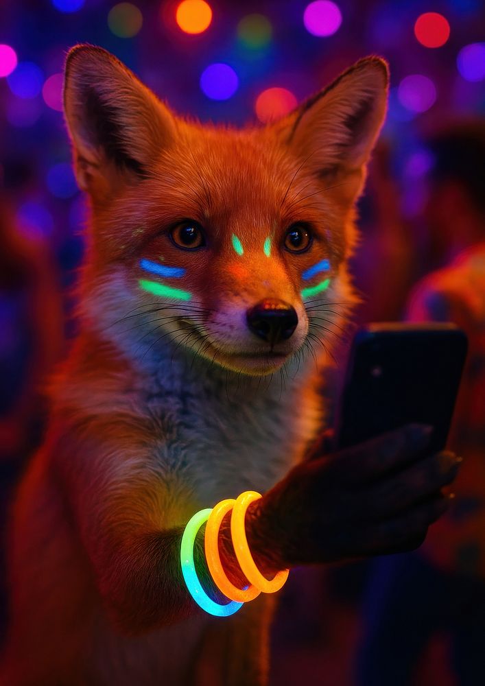 Fox with neon lights selfie | Free Photo - rawpixel