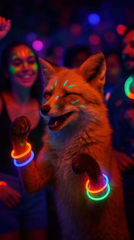 Fox dancing with neon lights | Free Photo - rawpixel