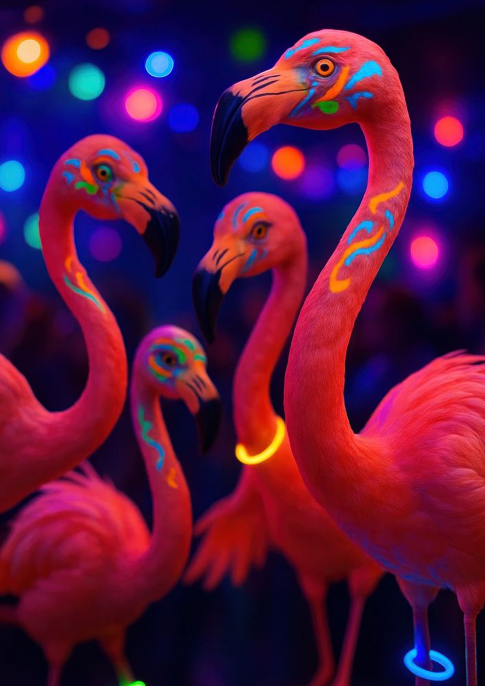 Neon flamingos glowing party | Free Photo - rawpixel
