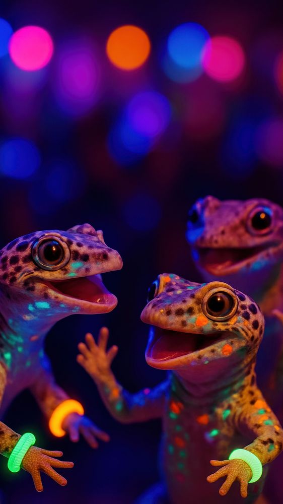Colorful geckos with neon lights | Free Photo - rawpixel