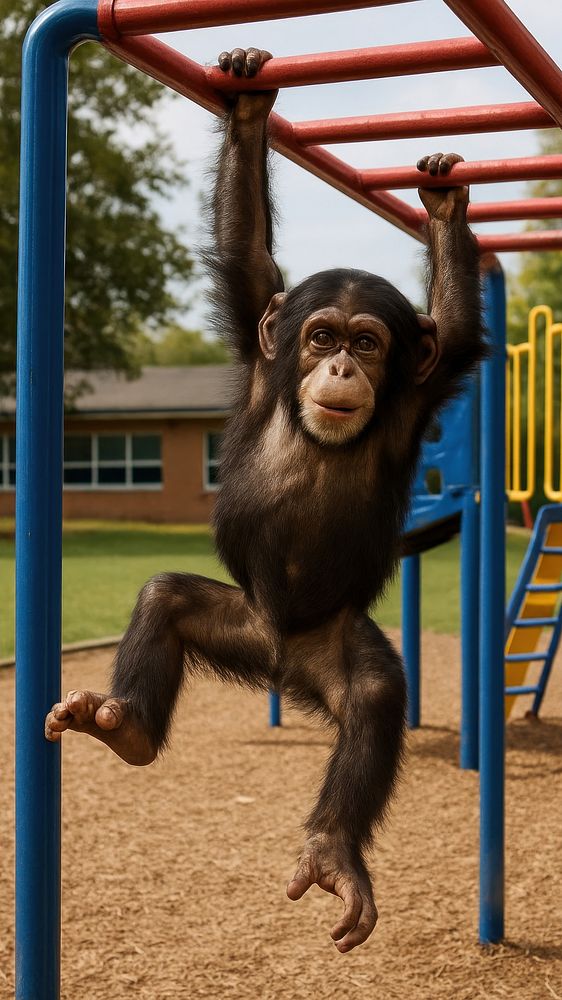 Chimpanzee playground fun hanging | Free Photo - rawpixel