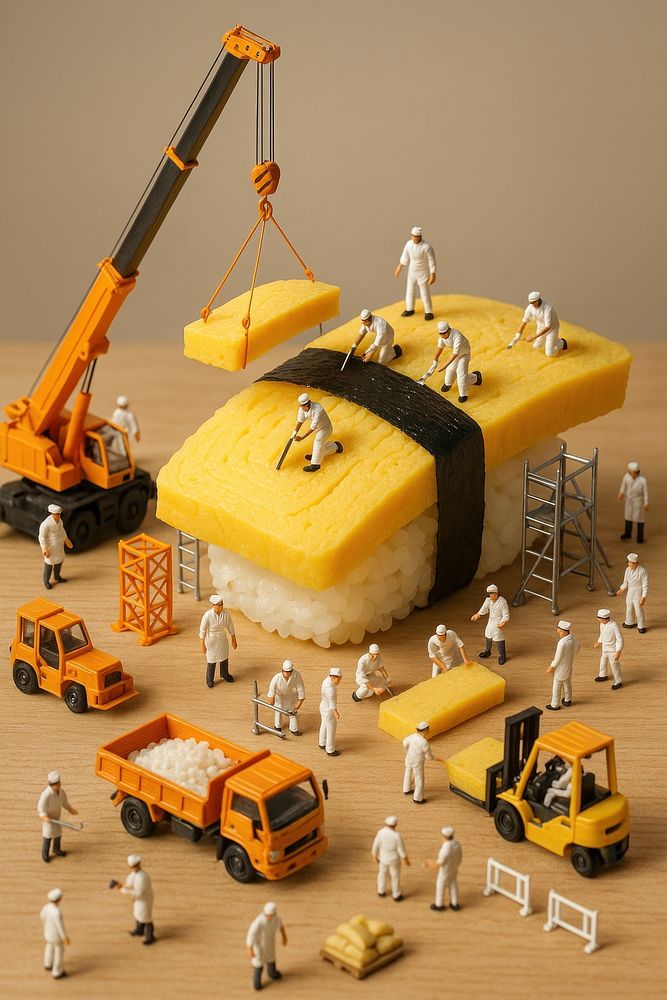 Miniature workers constructing sushi | Free Photo - rawpixel