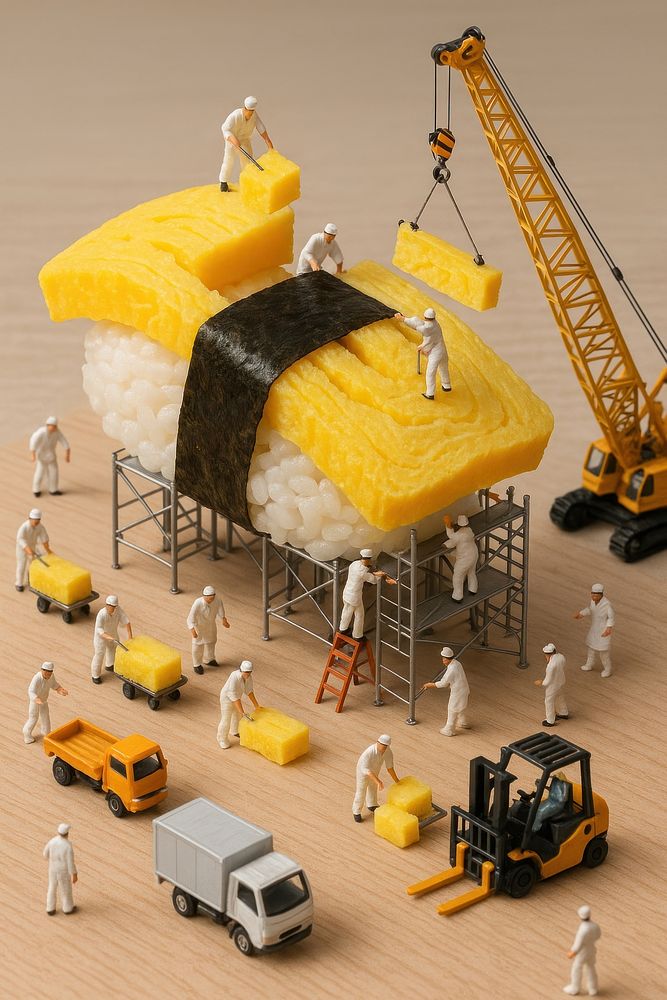 Miniature workers constructing sushi | Free Photo - rawpixel