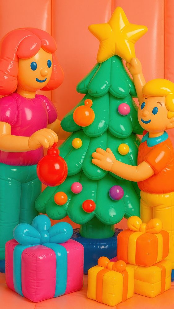 Colorful festive inflatable figures | Free Photo Illustration - rawpixel
