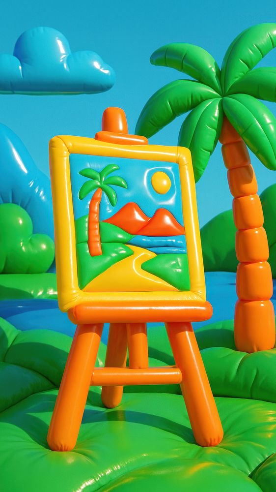 Vibrant inflatable art scene | Free Photo Illustration - rawpixel