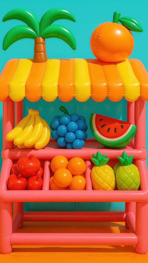 Vibrant inflatable fruit stand | Free Photo Illustration - rawpixel