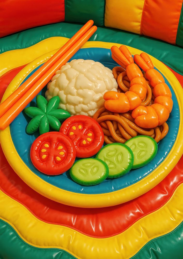 Vibrant inflatable food art | Free Photo Illustration - rawpixel