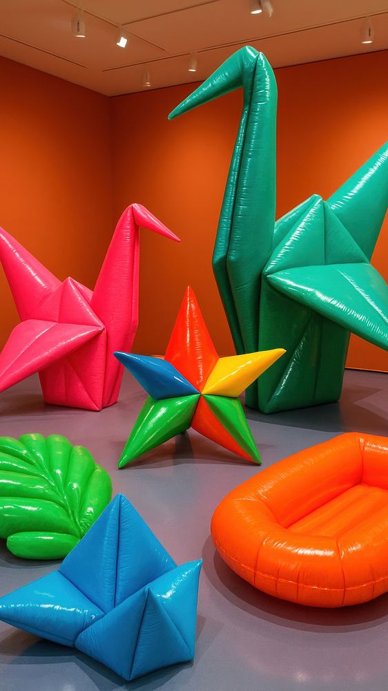 Colorful inflatable origami sculptures | Free Photo Illustration - rawpixel