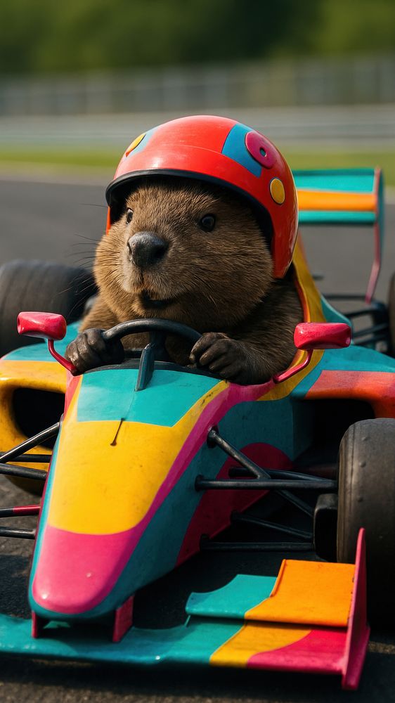 Adorable racing beaver wallpaper | Free Photo - rawpixel