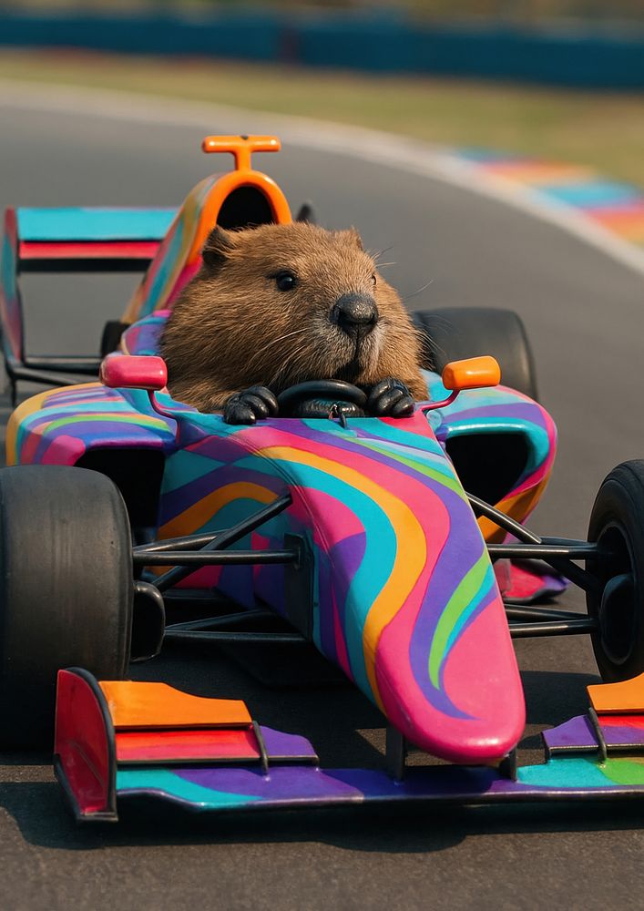 Capybara driving colorful racecar | Free Photo - rawpixel