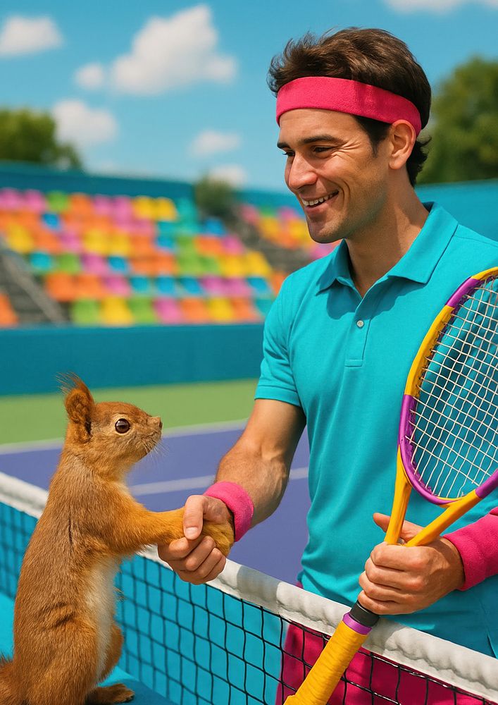 Tennis player greets friendly squirrel | Free Photo - rawpixel