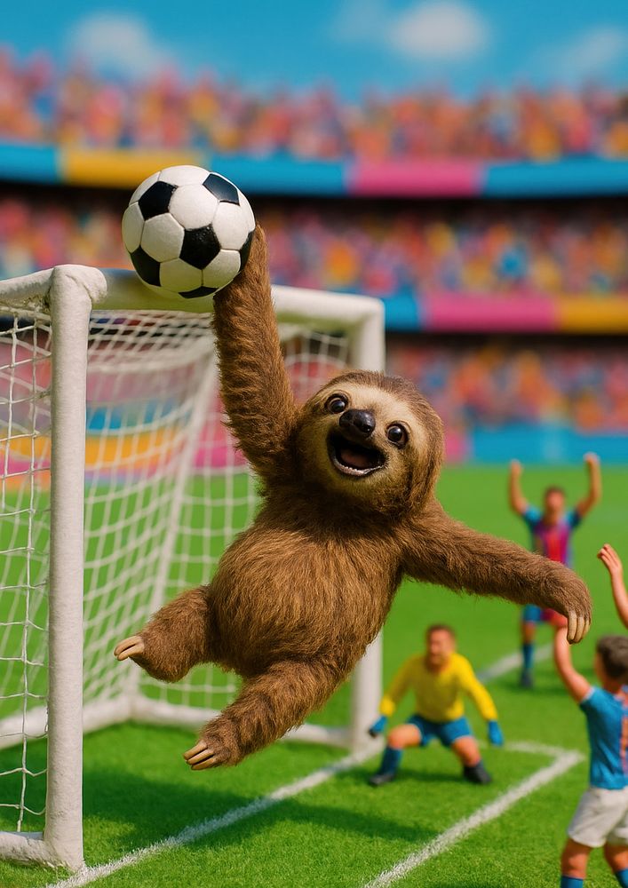Sloth playing soccer goal | Free Photo - rawpixel