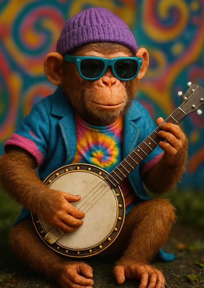 Stylish monkey playing banjo | Free Photo - rawpixel