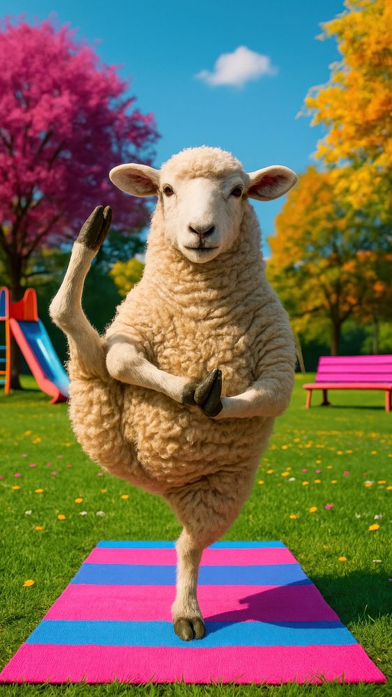 Sheep practicing yoga outdoors | Free Photo - rawpixel