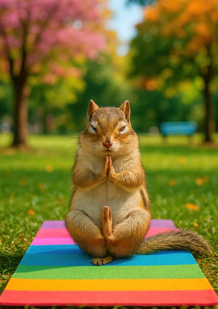 Squirrel meditating on mat | Free Photo - rawpixel