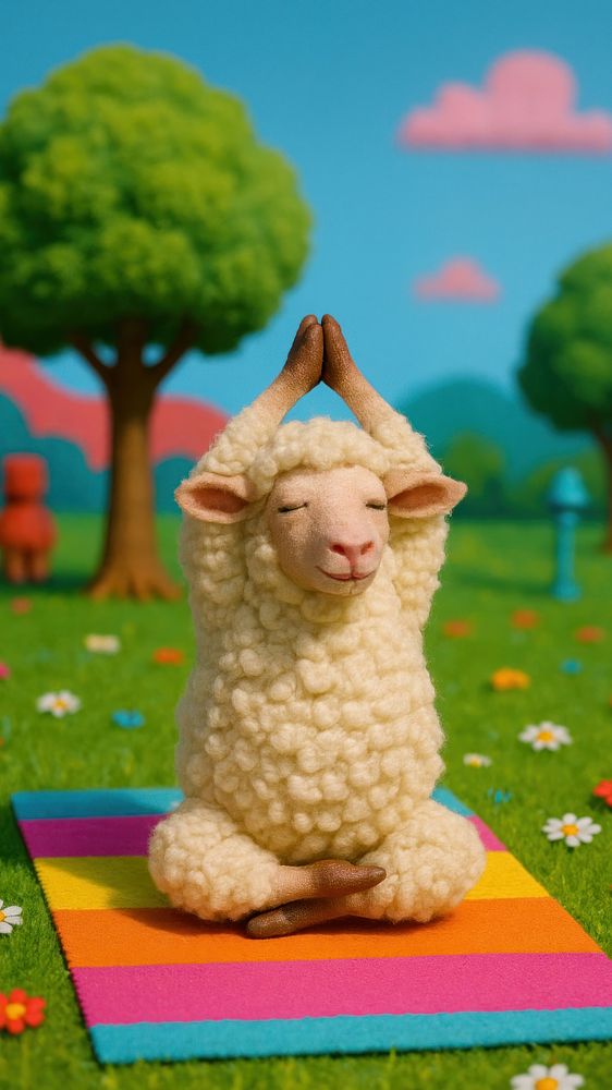 Whimsical sheep yoga outdoors | Free Photo - rawpixel