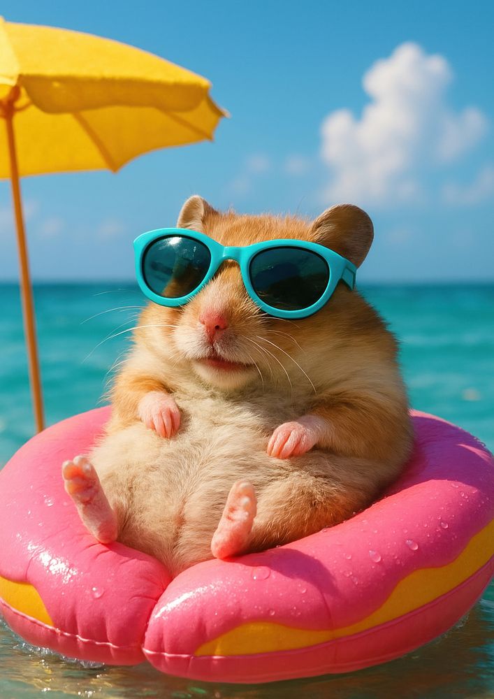 Cool hamster enjoying beach vibes. | Free Photo - rawpixel