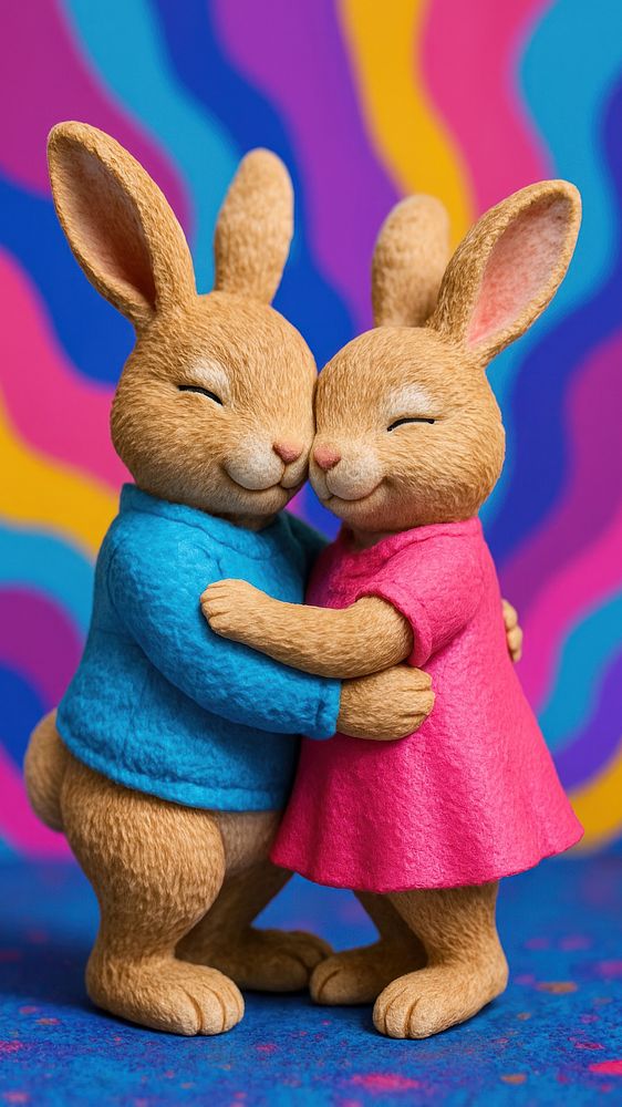 Adorable bunnies hugging joyfully. | Free Photo - rawpixel