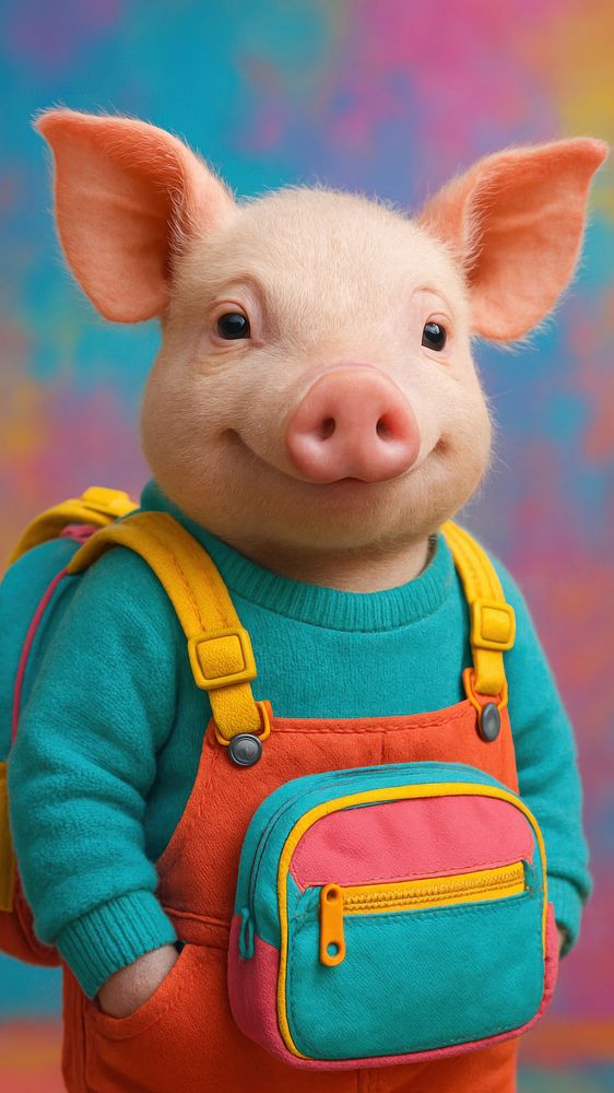 Cute piglet vibrant colors | Free Photo - rawpixel