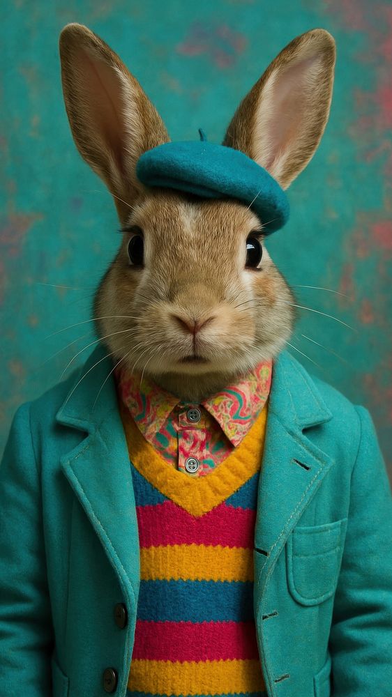 Stylish rabbit in colorful attire | Free Photo - rawpixel