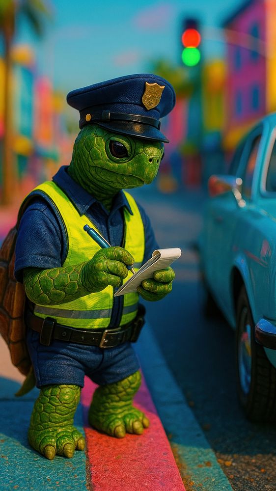 Turtle officer writing ticket | Free Photo - rawpixel