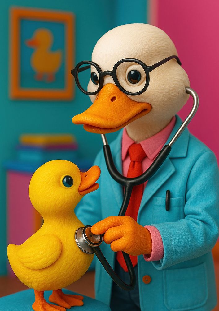 Duck doctor examines duckling | Free Photo - rawpixel