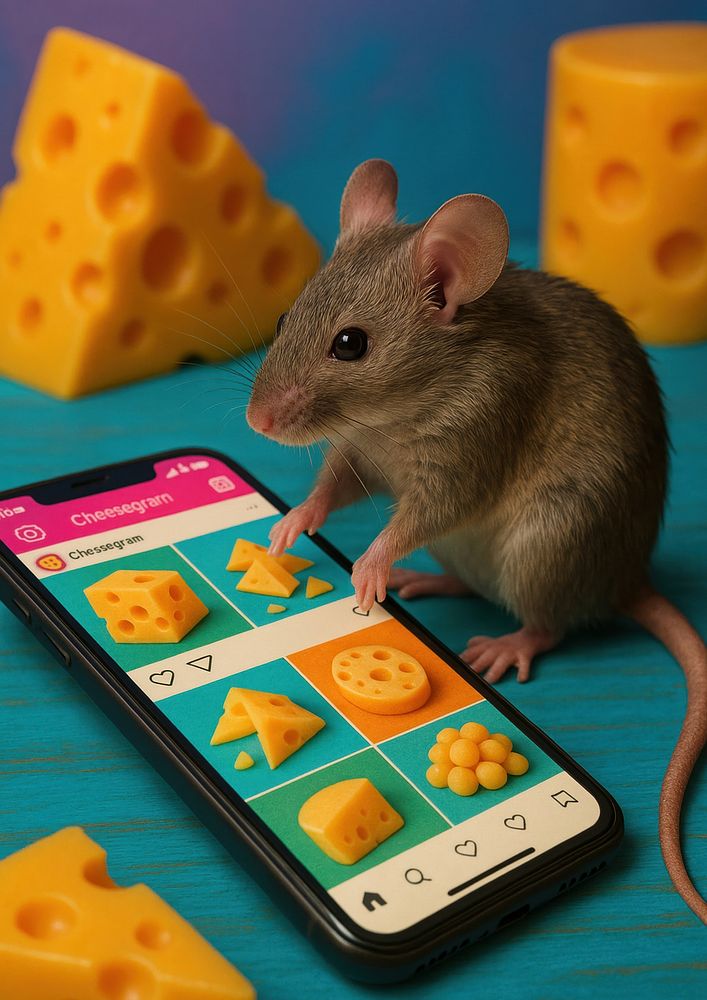Mouse browsing cheese app. | Free Photo - rawpixel