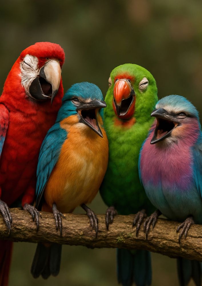 Colorful parrots singing joyfully together. | Free Photo - rawpixel